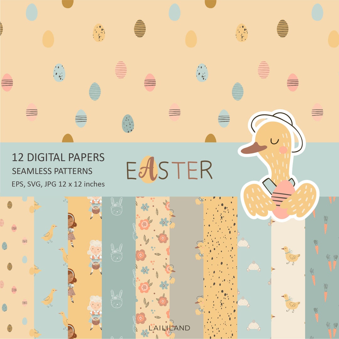 Easter Digital Paper, Spring Seamless Pattern, Easter Eggs Digital ...
