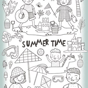 Summer Clipart, Summer Time Black and White Png Files, Kids Doodle ...