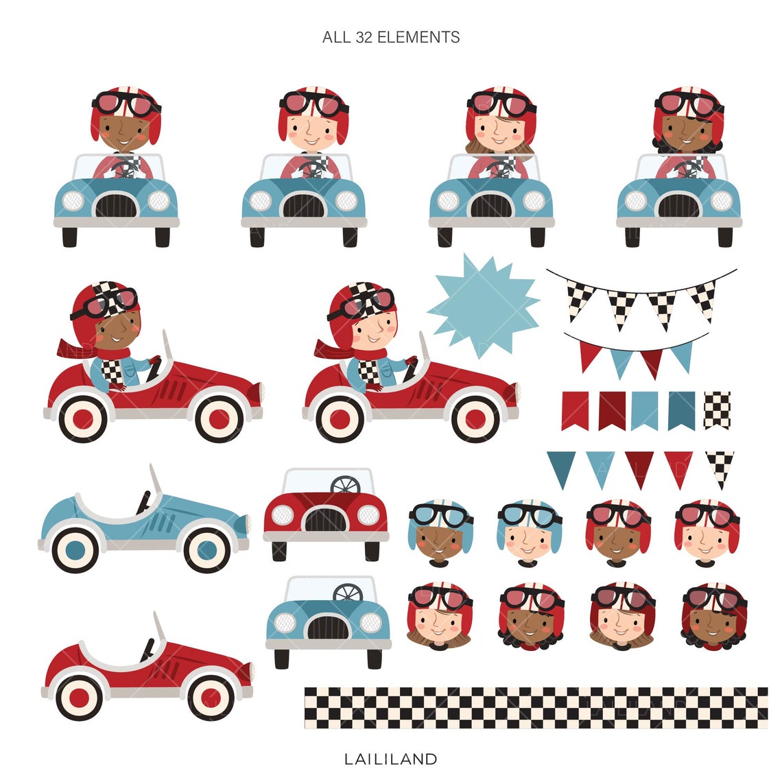 Racer Clipart Retro Race Car Clip Art Boy Racer Png File - Etsy