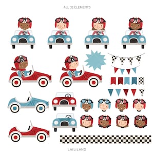 Racer Clipart, Retro Race Car Clip Art, Boy Racer Png File, Race Car ...