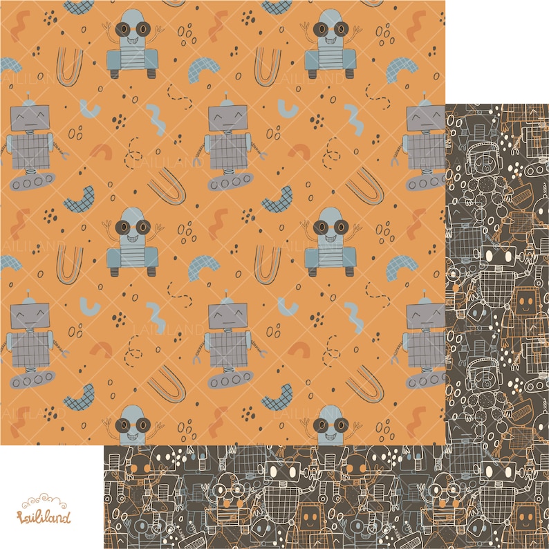 Robot Digital Paper Seamless Pattern Cute Robots Digital - Etsy