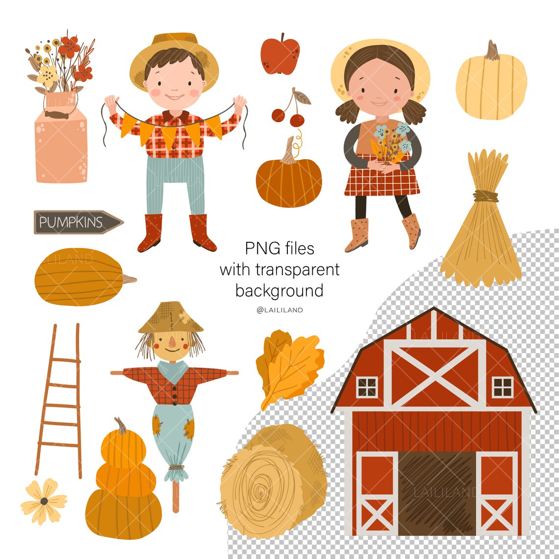 Fall Farm Clipart Pumpkin Clipart Fall Truck Clipart - Etsy