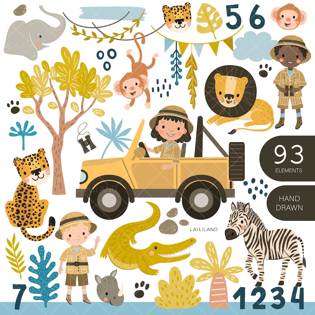 Safari Animals Clipart, Safari Clip Art, Kids Safari Clipart, Safari ...