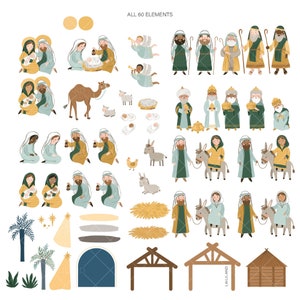 Nativity Scene Clip Art, Mary, Joseph and Baby Jesus Png Files, Sunday ...