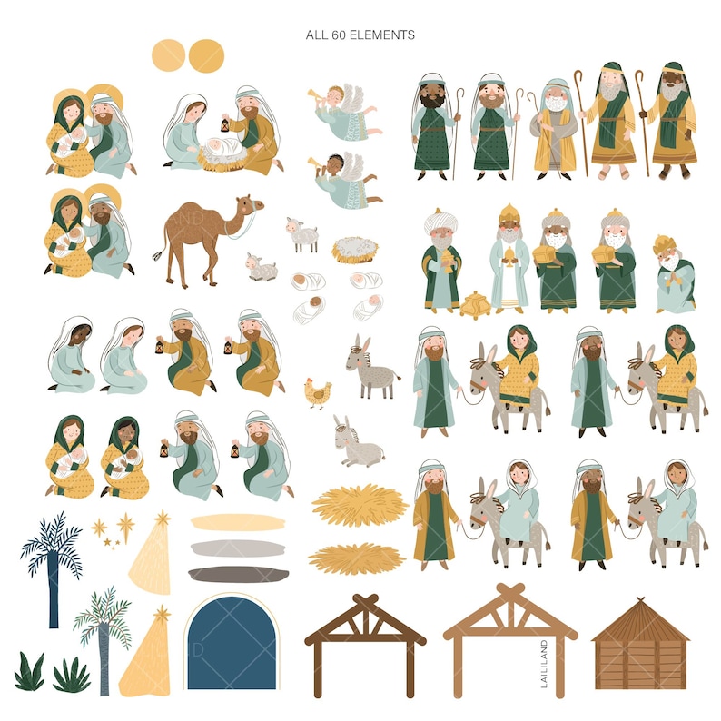 Nativity Scene Clip Art Mary Joseph and Baby Jesus Png - Etsy