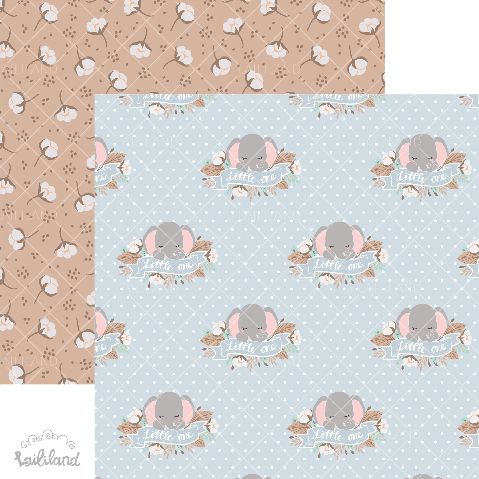 Digital Paper Baby Boy Baby Elephant Seamless Patterns Baby | Etsy