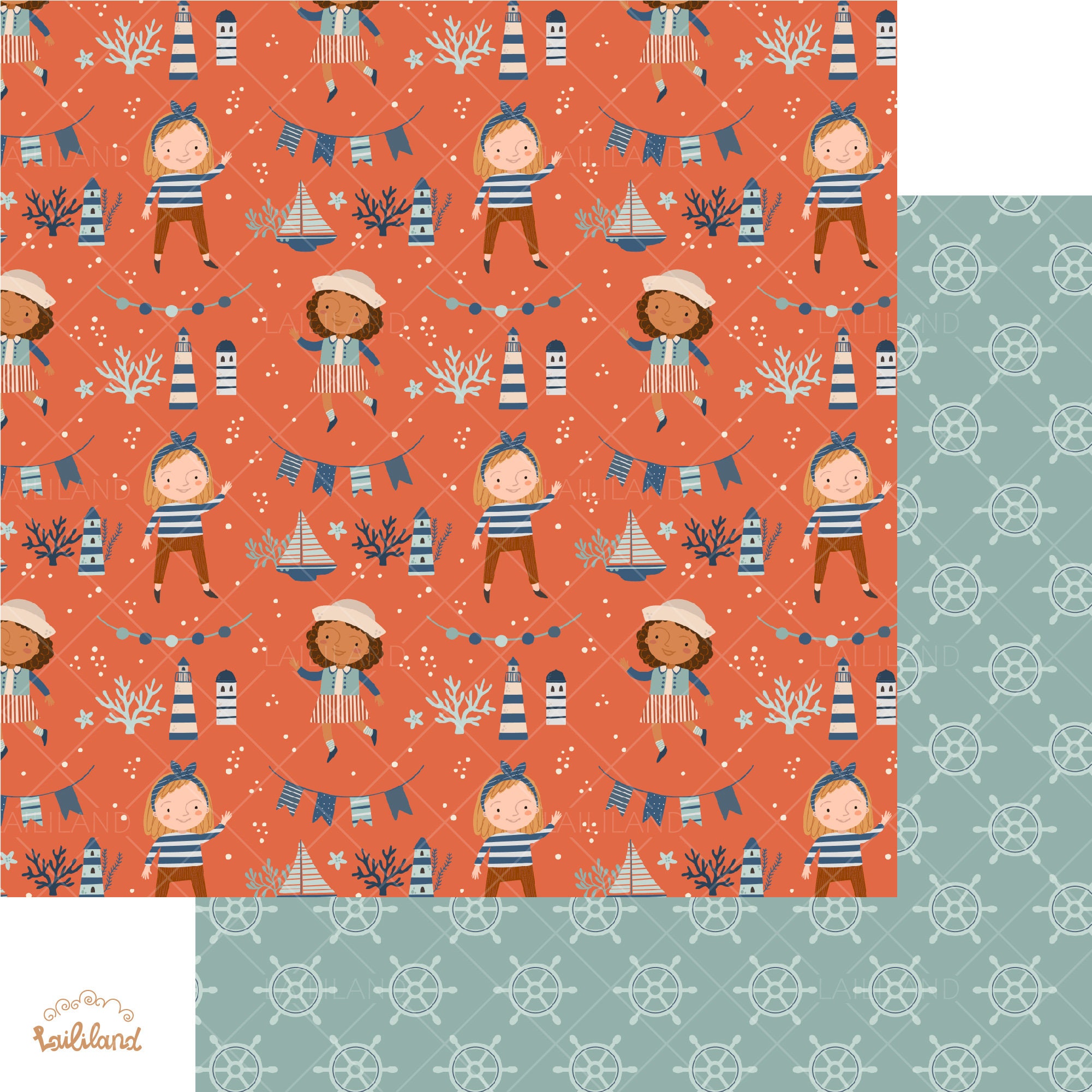 Nautical Digital Paper: Sea Seamless Patterns, JPG, EPS, SVG (instant ...