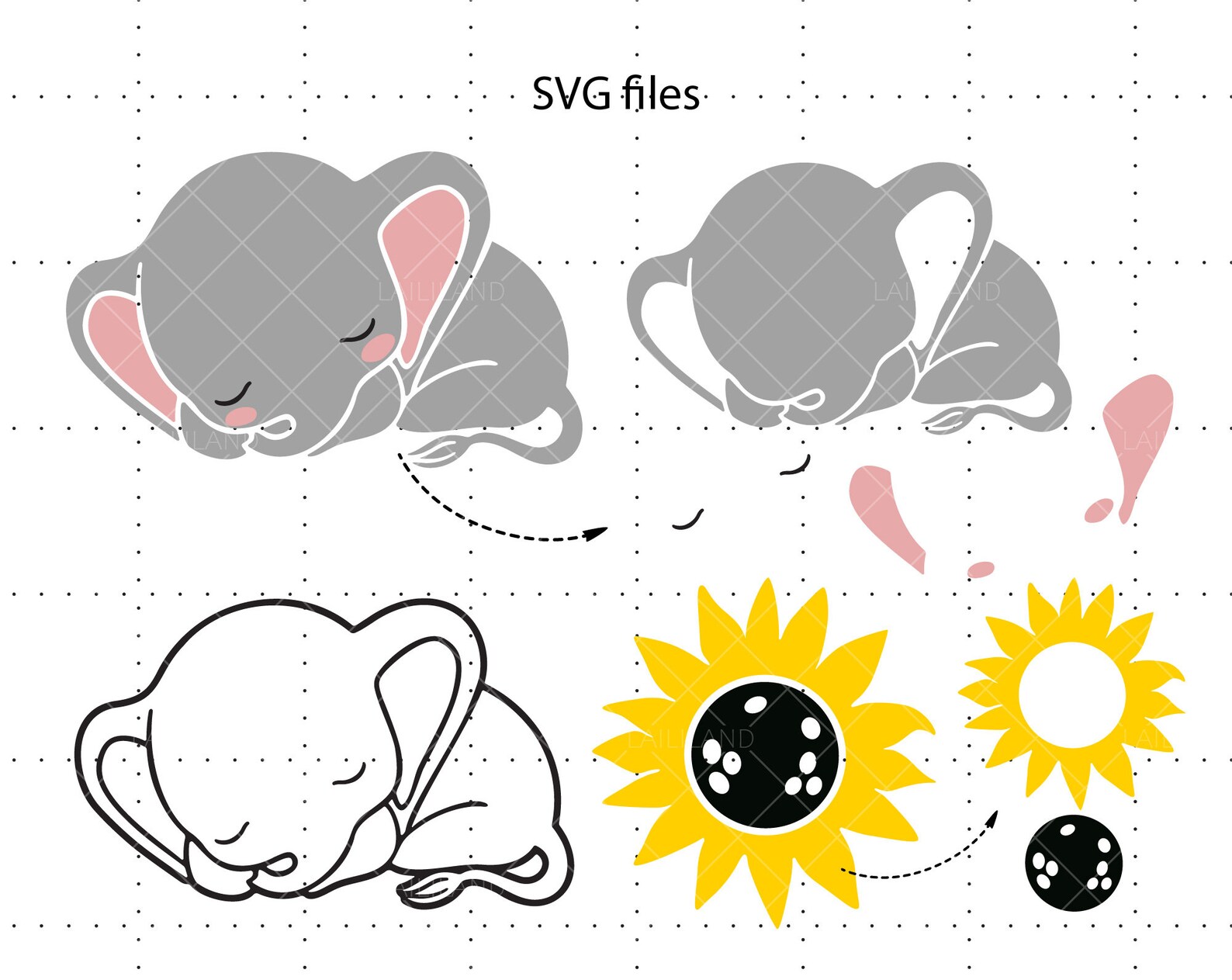 Baby Elephant Svg Elephant With Sunflowers Svg Elephant Baby - Etsy