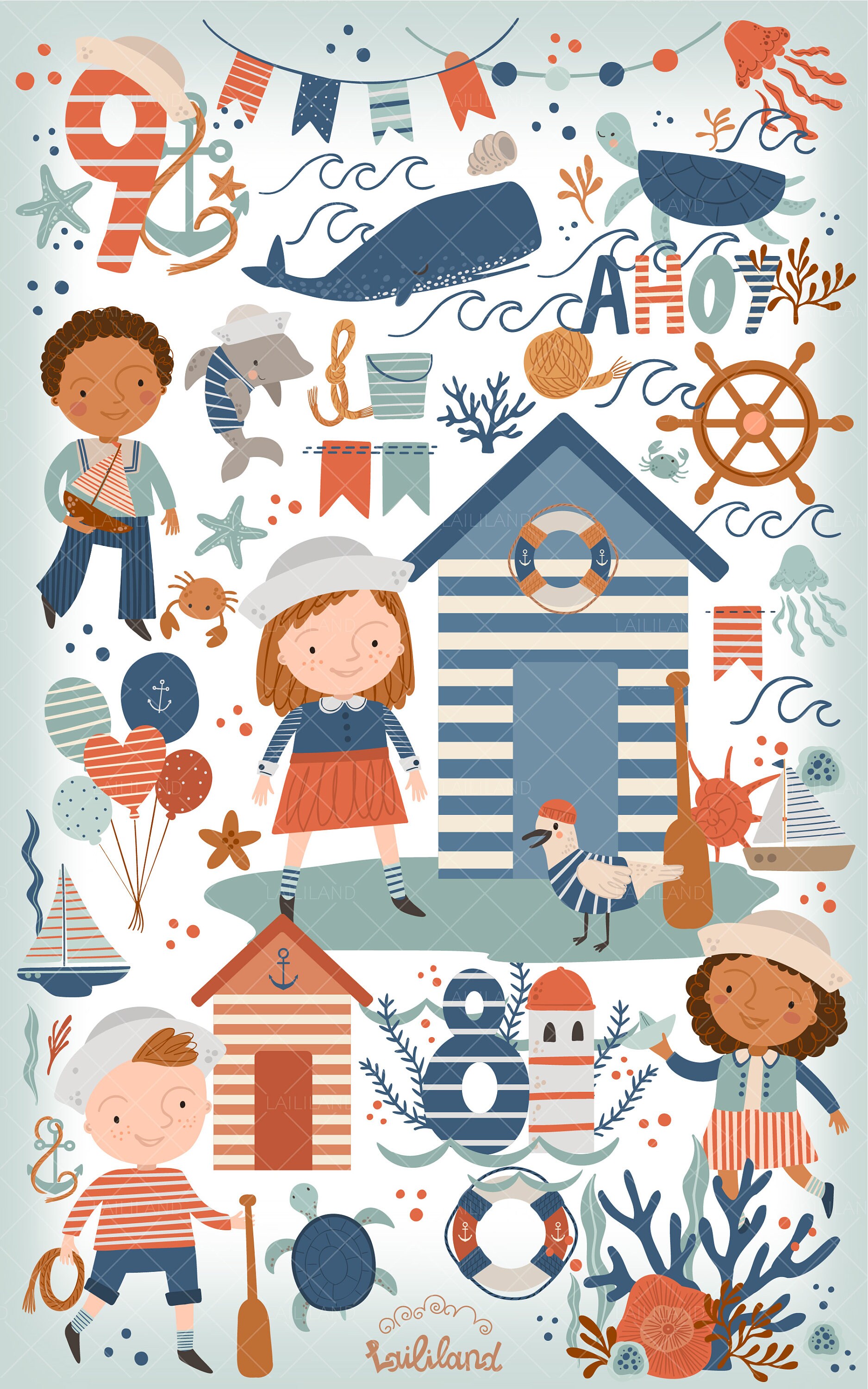 Nautical Clipart Kids Clipart Summer Clipart Nautical | Etsy