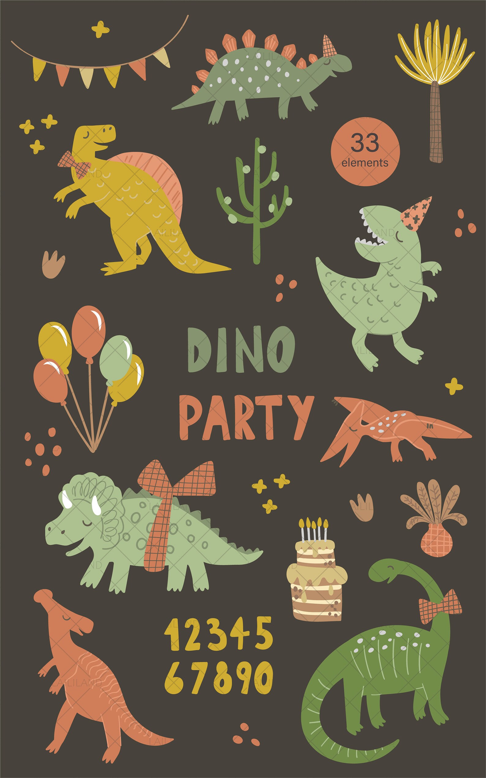 Dinosaur Party Clip Art Dinosaur Birthday Party Dinosaur - Etsy
