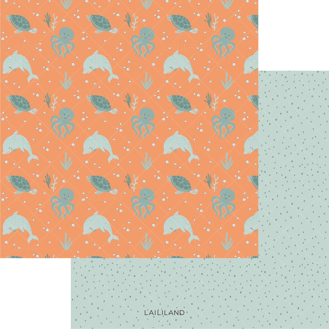 Mermaid Digital Paper Sea Seamless Pattern Ocean Digital | Etsy