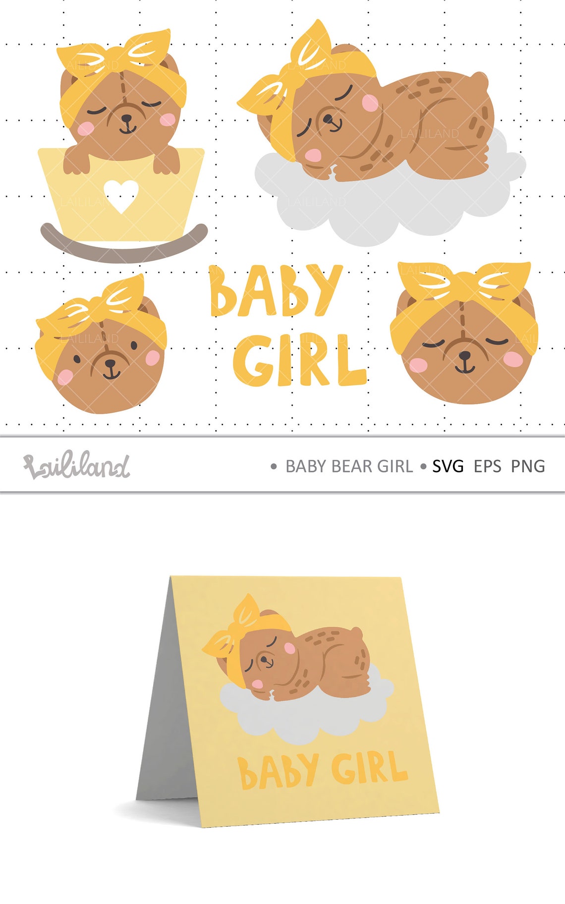 Baby Bear Girl SVG, Teddy Bear Baby Shower (digital Download) - Etsy