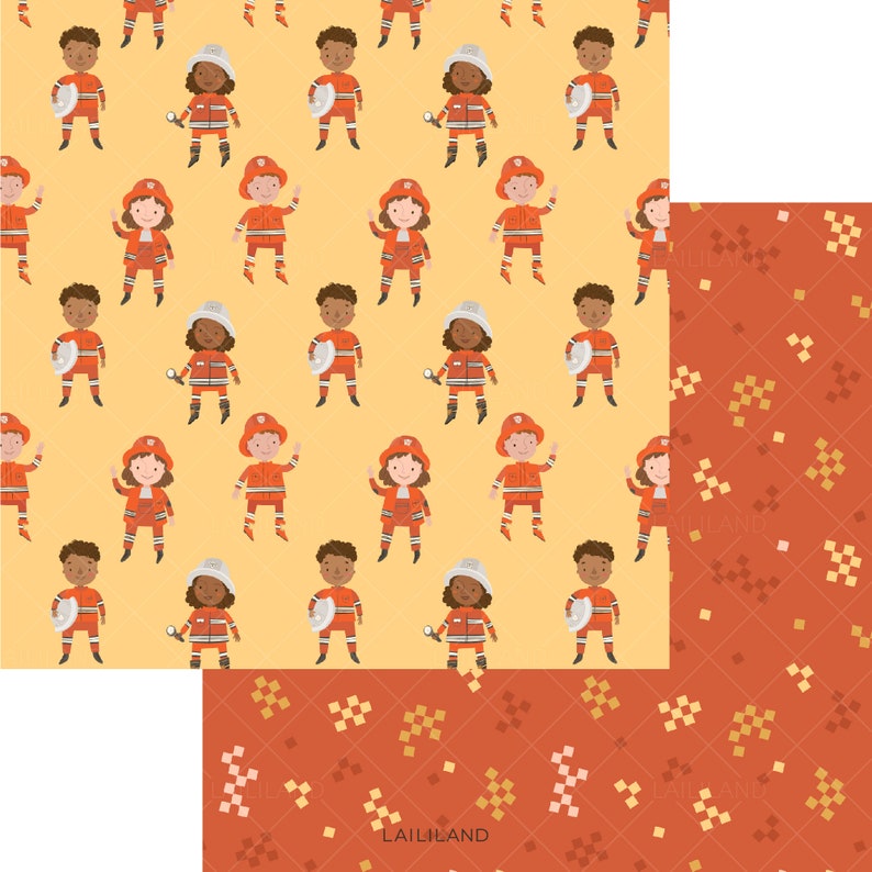 Firefighter Digital Paper Fireman Seamless Paper Kids - Etsy