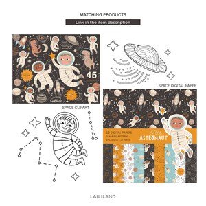 Space Black and White Clipart, Astronaut Doodle Clip Art, Space Line ...