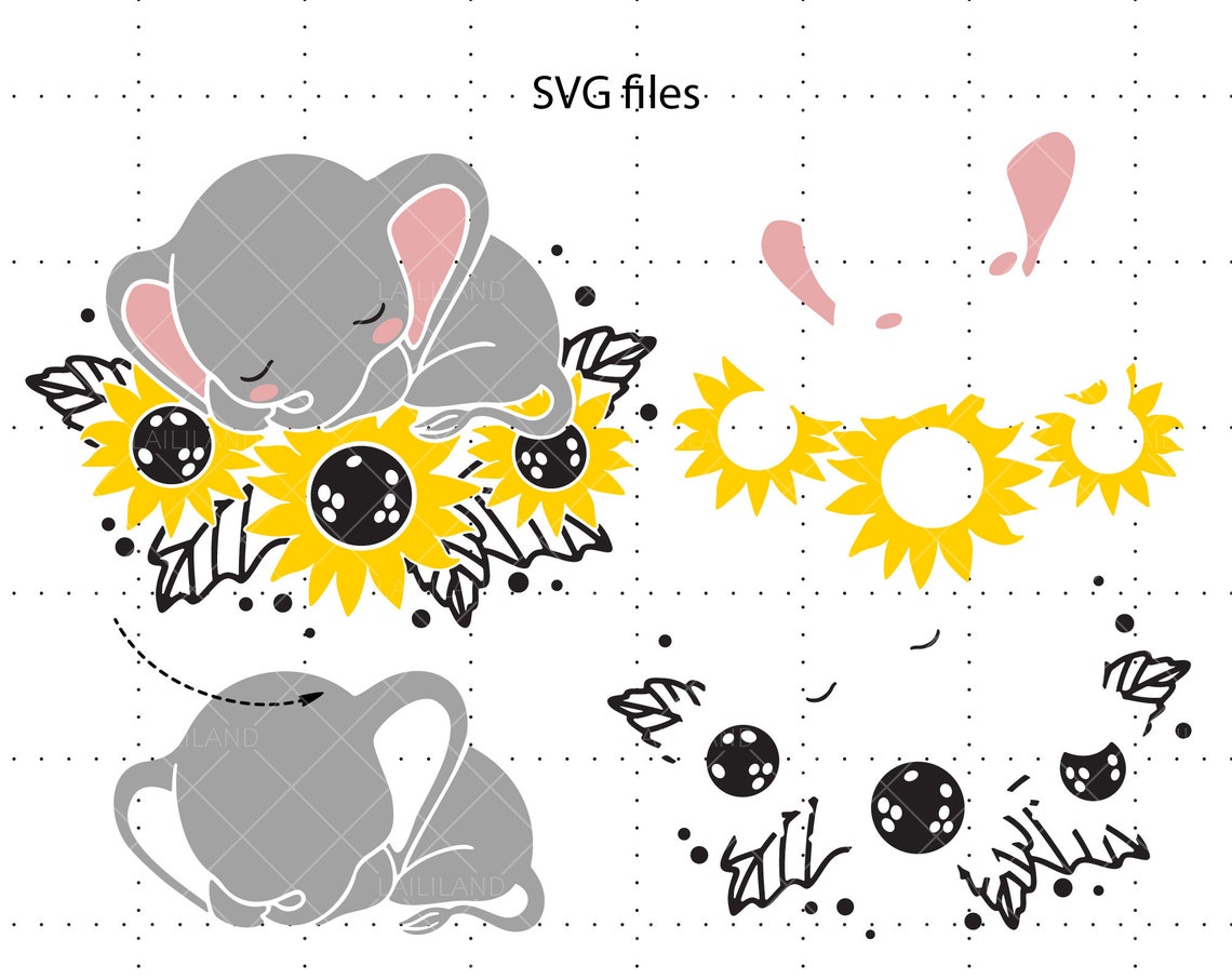 Baby Elephant Svg Elephant With Sunflowers Svg Elephant Baby - Etsy