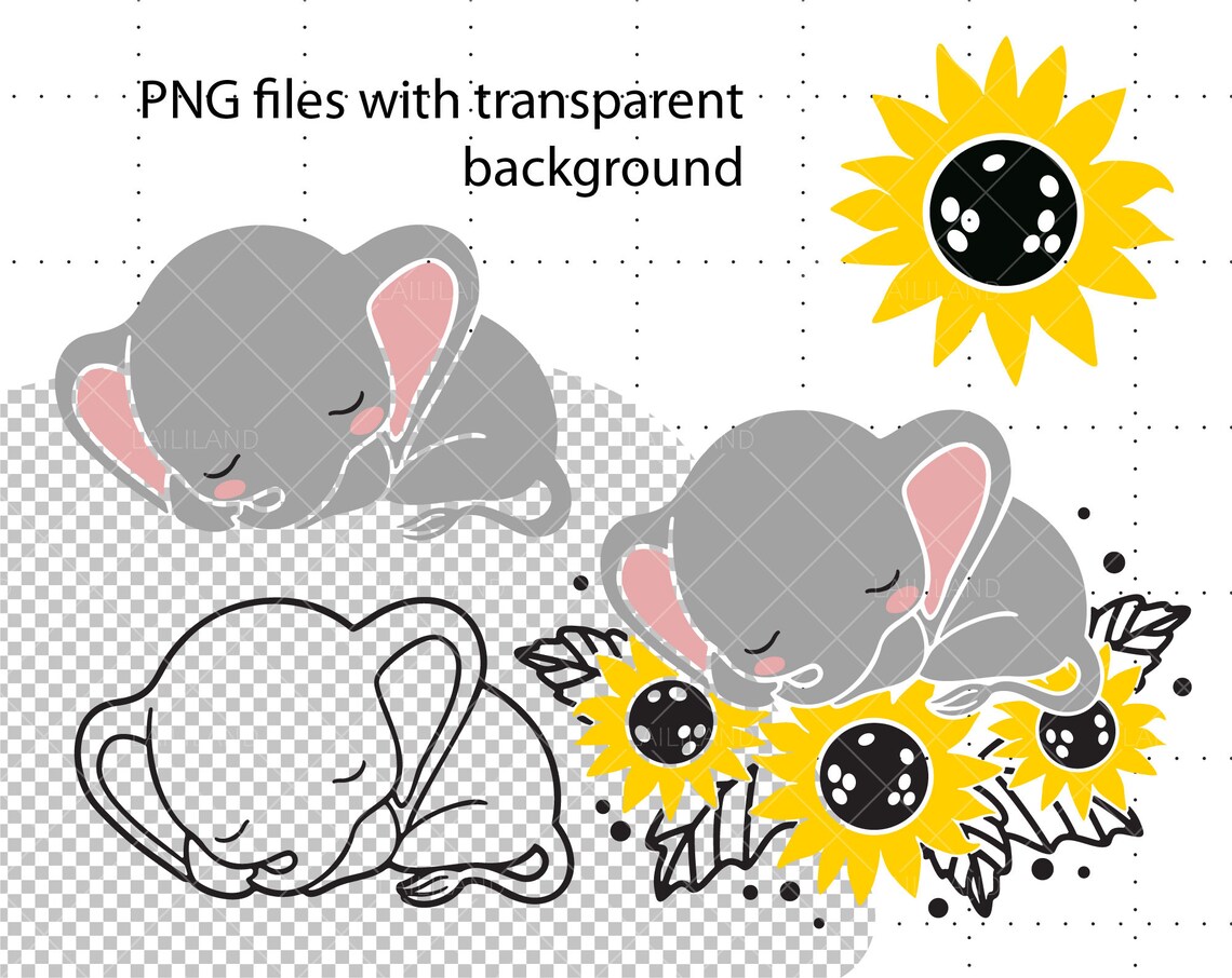 Baby Elephant Svg Elephant With Sunflowers Svg Elephant Baby - Etsy