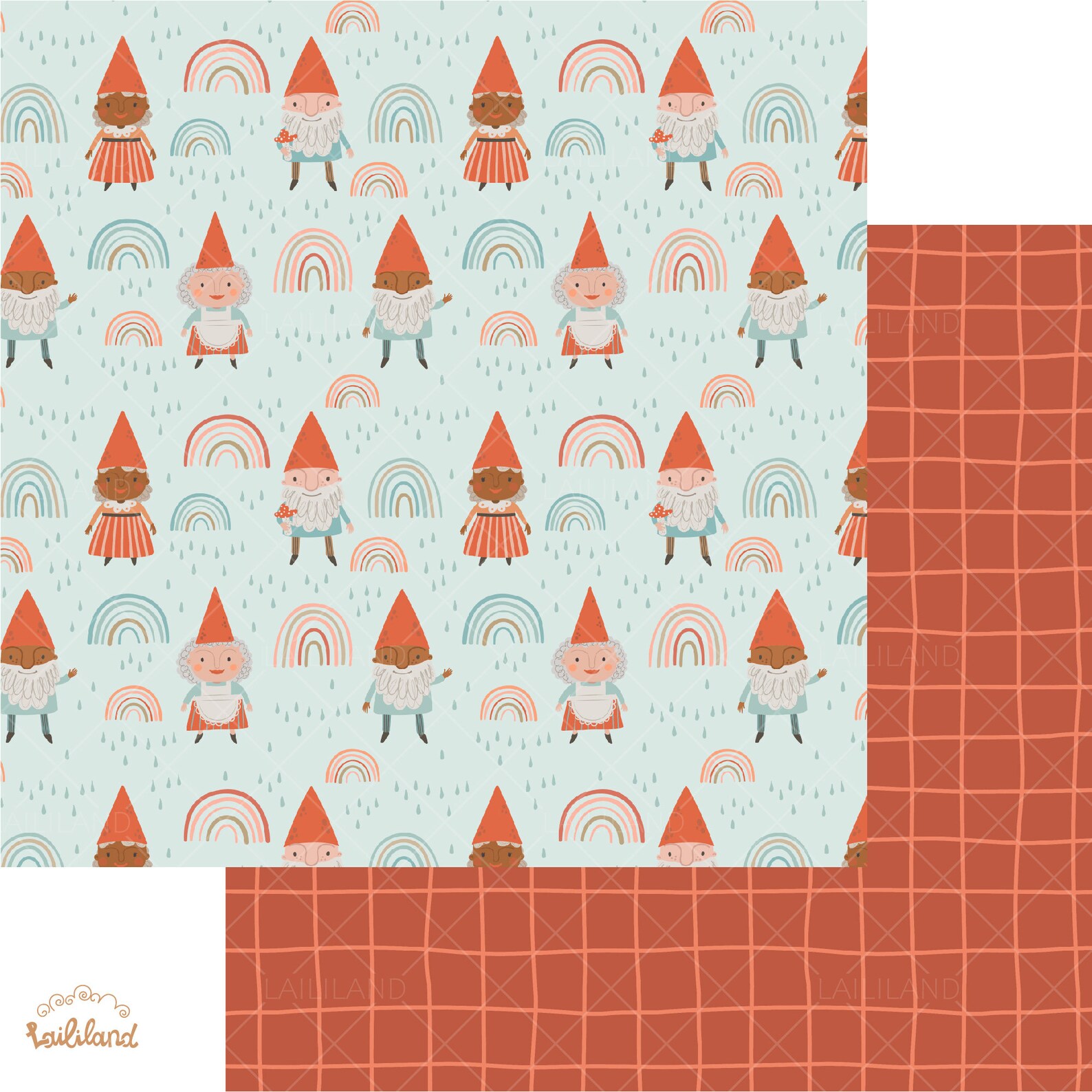 Garden Gnome Digital Paper Seamless Pattern Kids Digital | Etsy