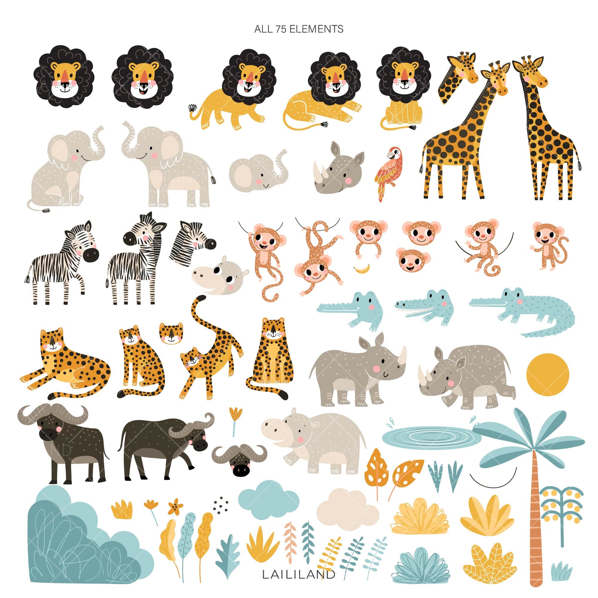 Animal Clipart Safari Clip Art African Animal Clipart - Etsy Australia