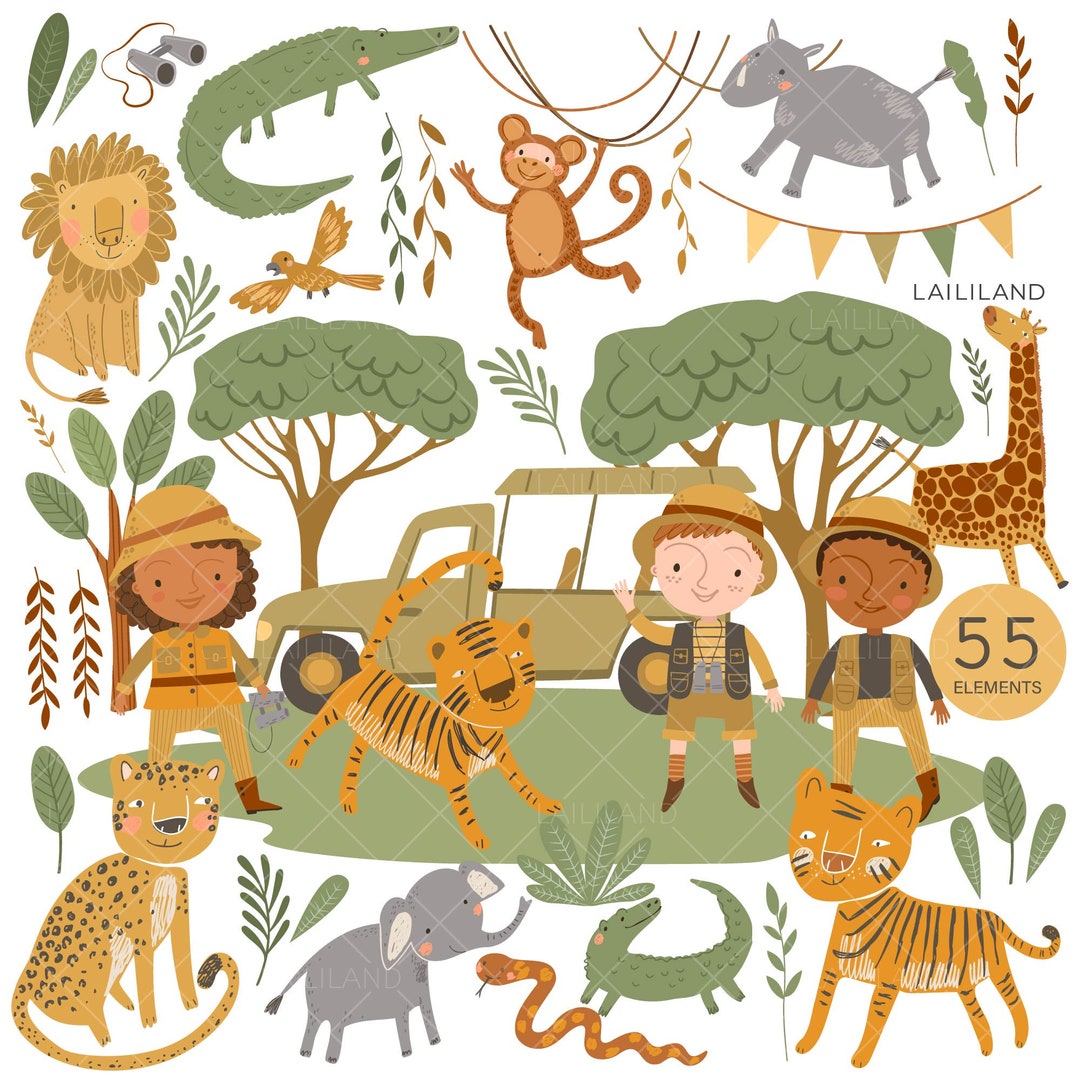 Safari Animal Clipart: Jungle Explorer Graphics (digital Download) - Etsy