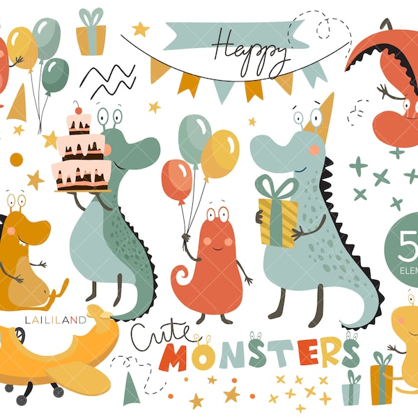 Monster Clip Art - Etsy