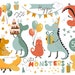 Cute Monster Clipart, Happy Birthday, 57 Elements (digital Download) - Etsy