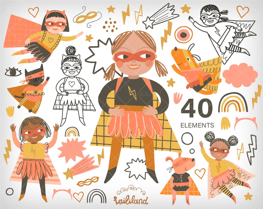 Superhero Clipart, Girl Superhero Clipart, African American Superhero ...
