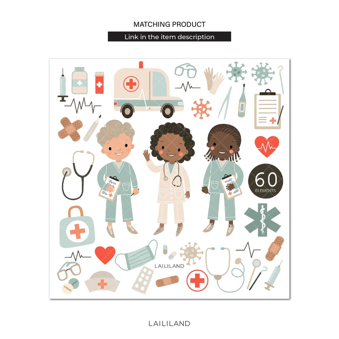Doctor Black and White Clipart: Children Medical Doodle Line Art ...