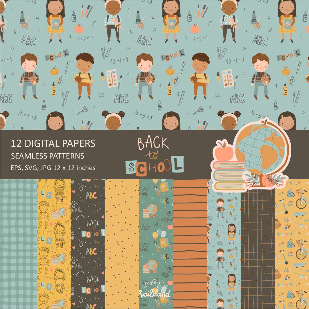Back to School Digital Paper, Science Seamless Paper, Teacher Digital ...