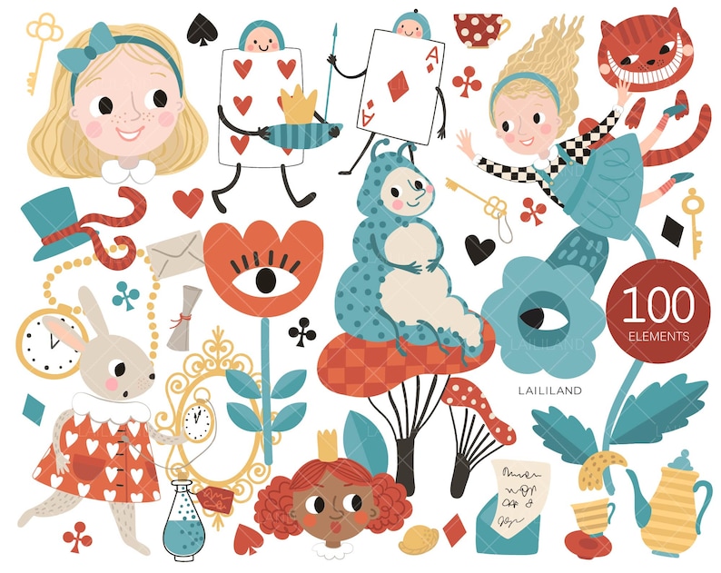 Wonderland Clipart Tea Party Png Files Fairy Tale Clipart - Etsy UK