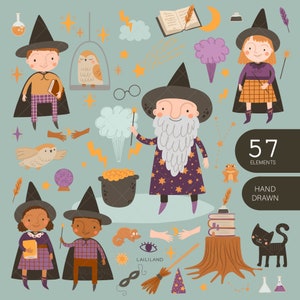Wizard Clipart, Magic Clipart, Halloween Kids Clipart, Wizard Supplies ...