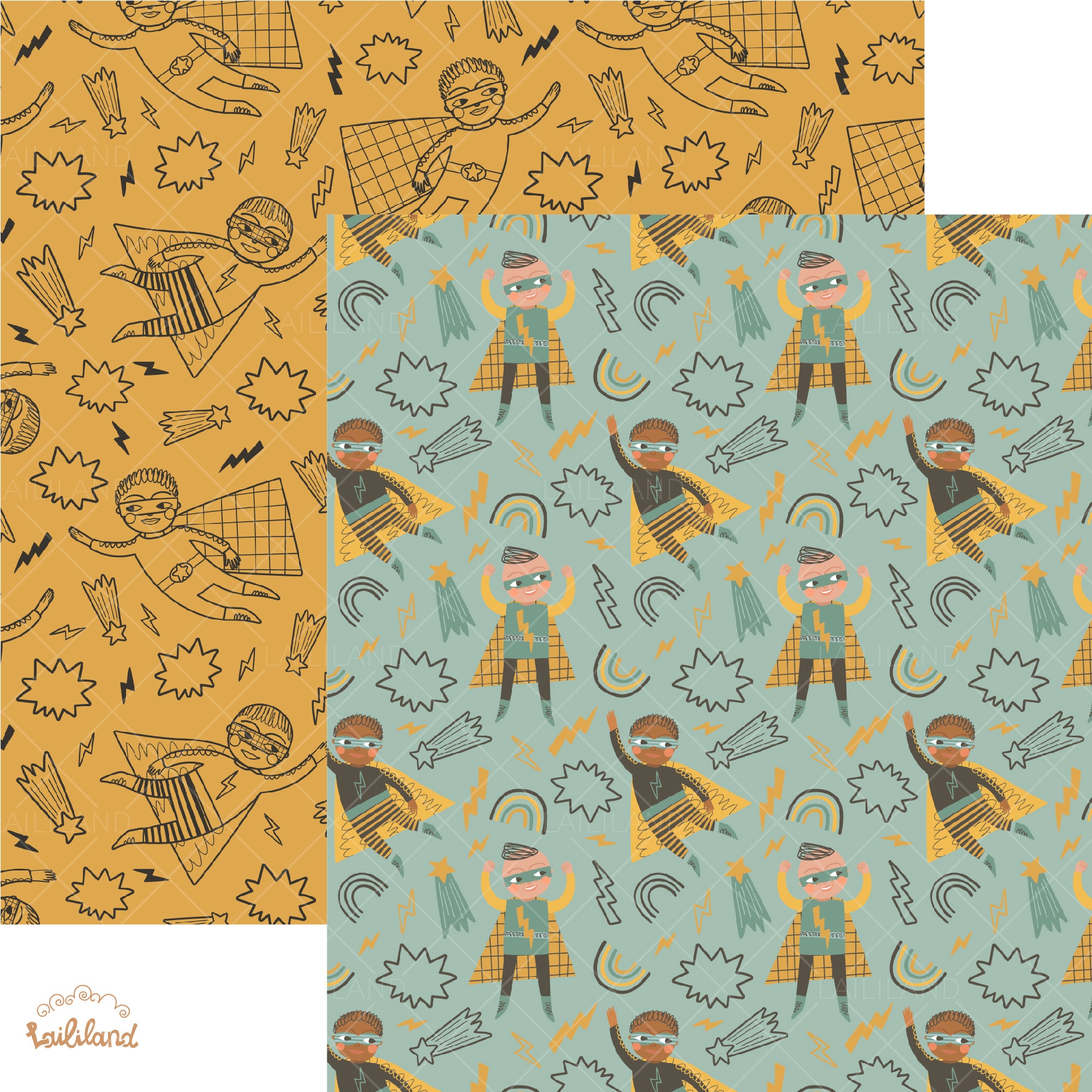 Superhero Digital Paper Superhero Boy Seamless Pattern Kids | Etsy