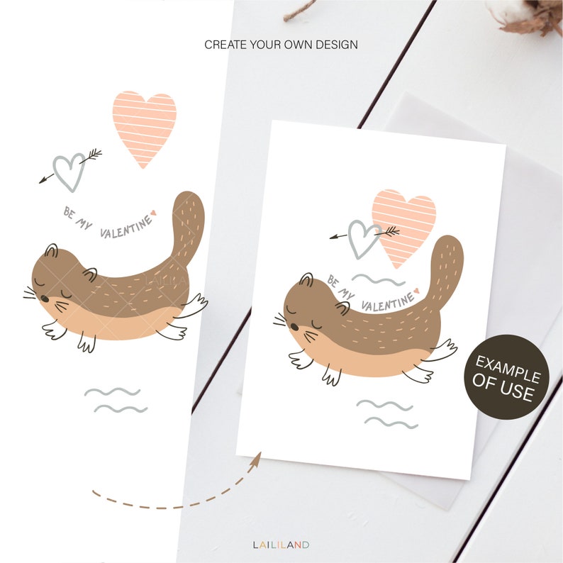 Otter Clipart Set: Mother's Day Designs, PNG and EPS Files (digital ...