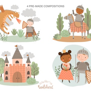 Princess and Knight Clipart Dragon Clipart African American | Etsy