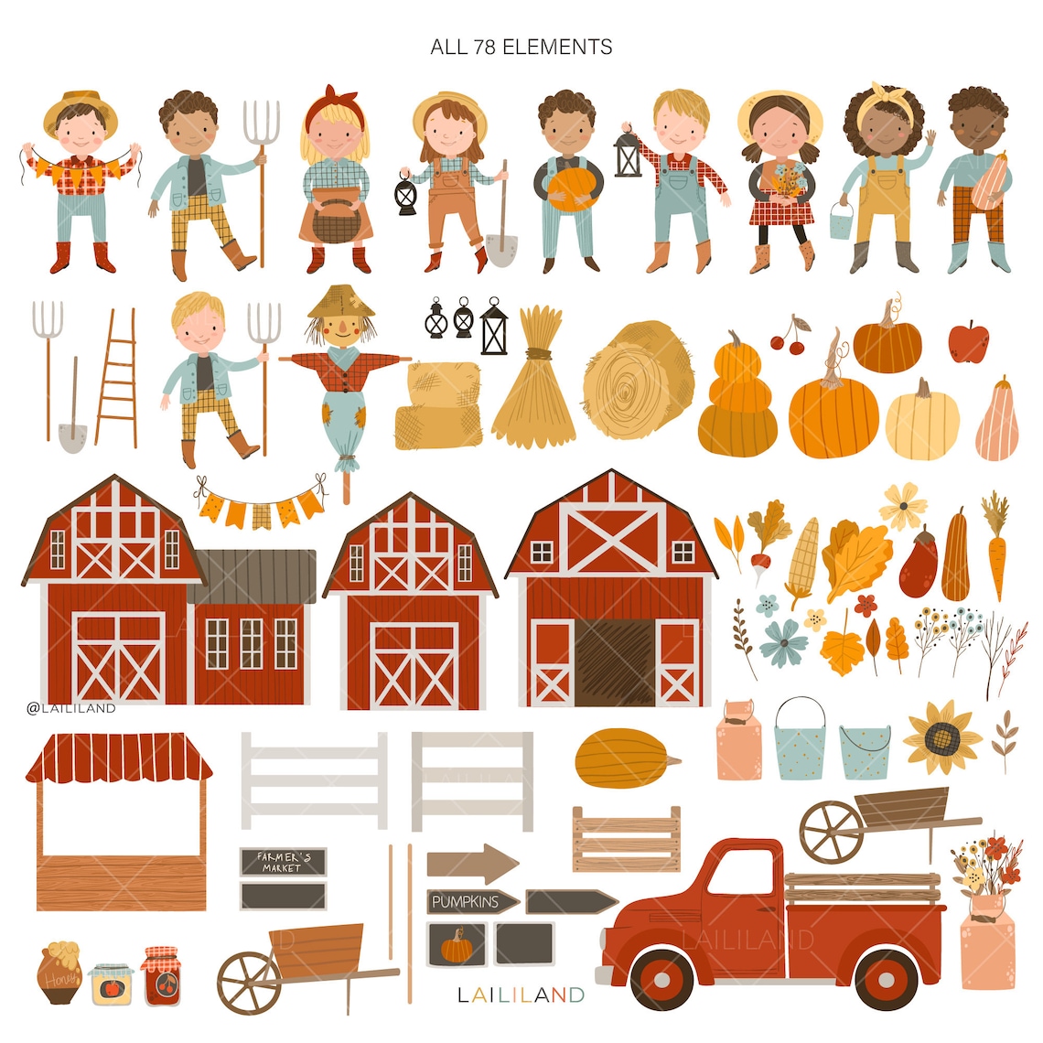 Fall Farm Clipart Pumpkin Clipart Fall Truck Clipart - Etsy