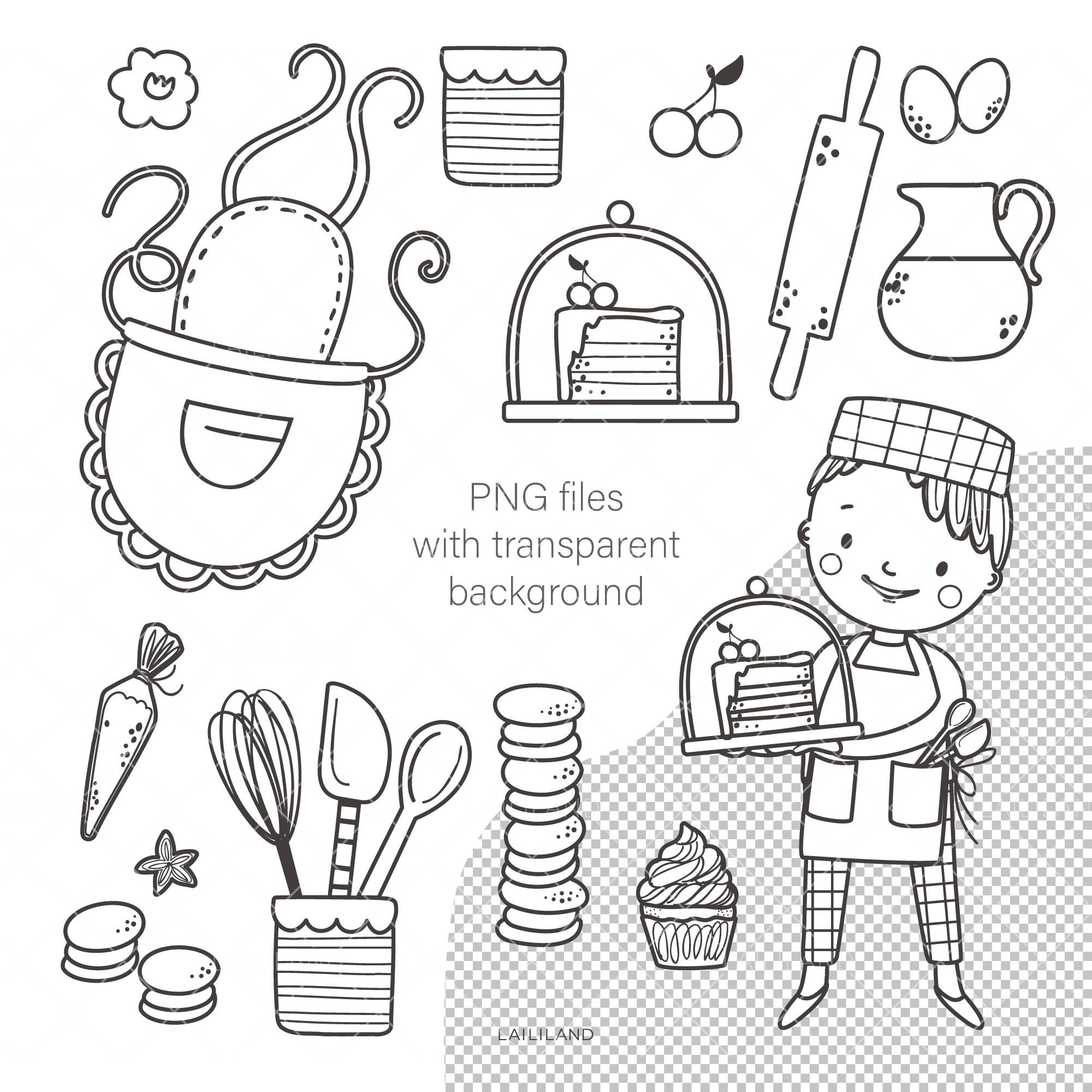 Baking Doodle Clipart Baking Supplies Clipart Baking - Etsy