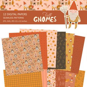 Fall Digital Paper Gnome Seamless Pattern Autumn Gnomes - Etsy