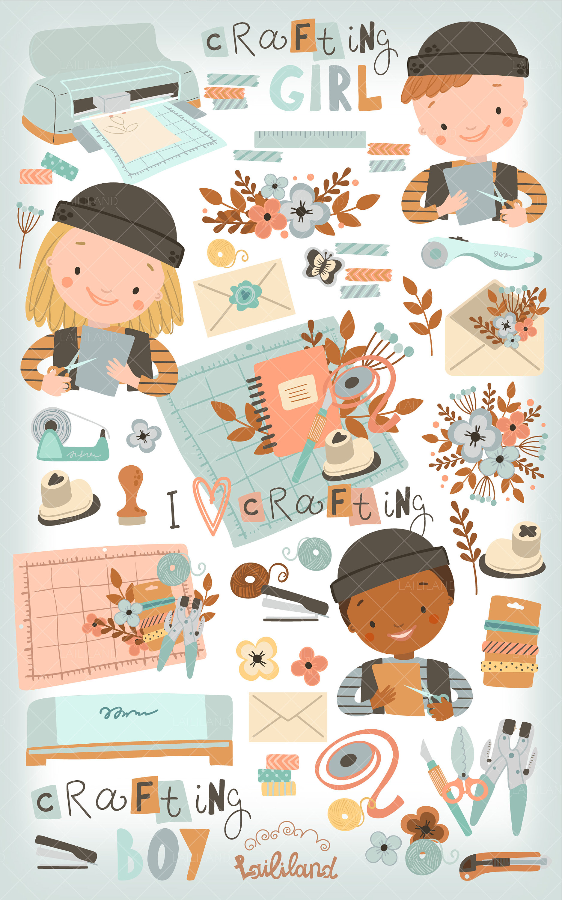 Crafting Clipart Crafting Supplies Png Files Crafting Girl | Etsy