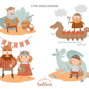 Viking Clipart, Viking Kid Clip Art, Cute Hand Drawn Vikings Clipart ...