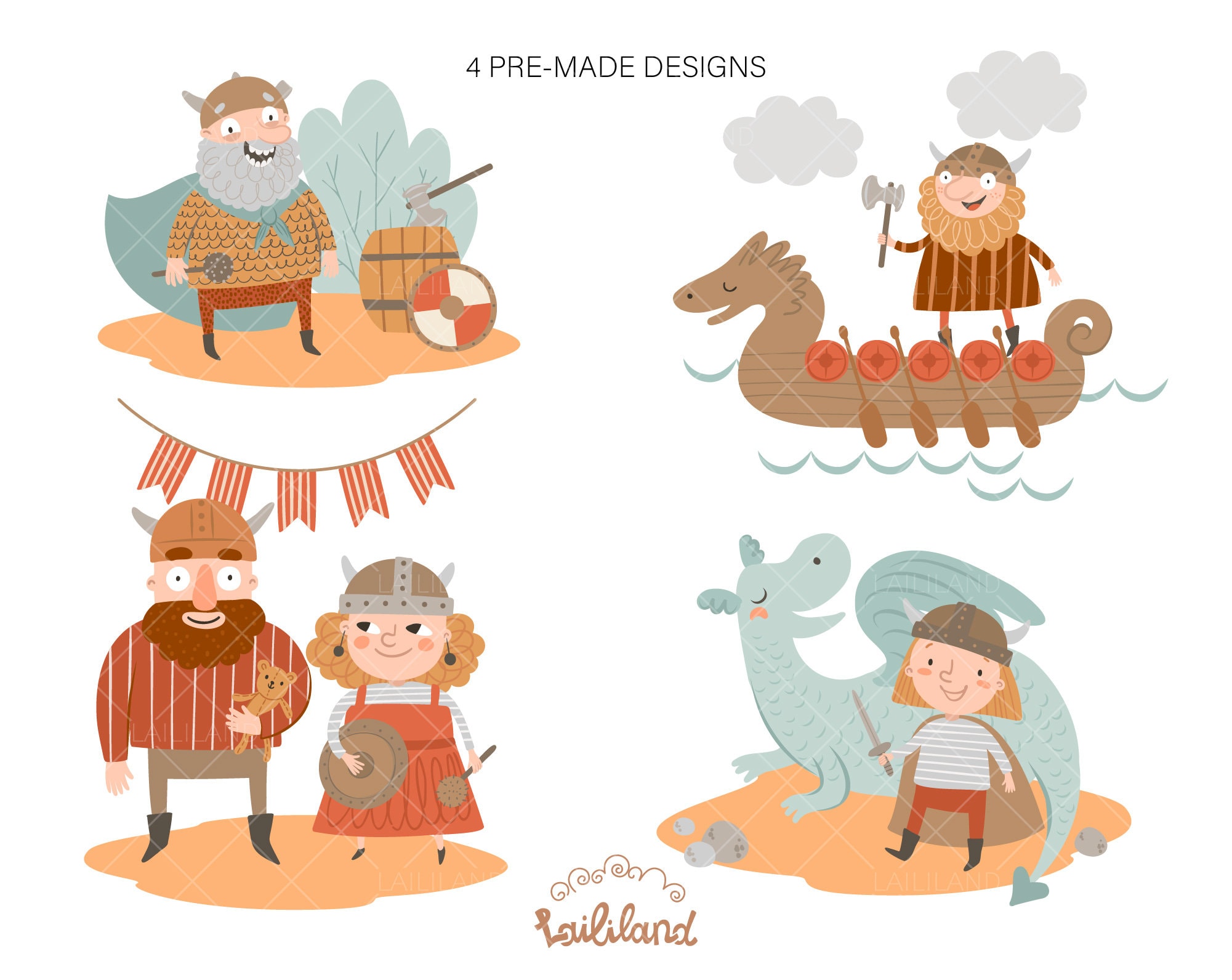 Viking Clipart, Viking Kid Clip Art, Cute Hand Drawn Vikings Clipart ...