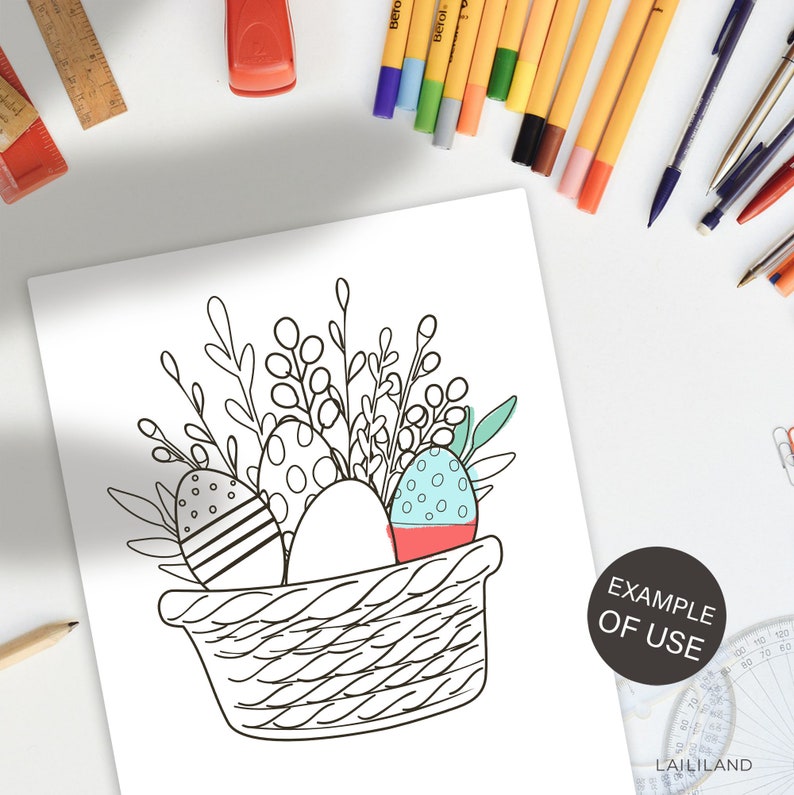 Easter Black and White Clipart Easter Kids Doodle Clip Art - Etsy