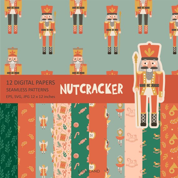 Nutcracker Digital Paper Christmas Seamless Pattern Winter - Etsy