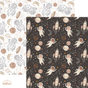 Space Digital Paper, Little Astronaut Seamless Pattern Set, Space ...
