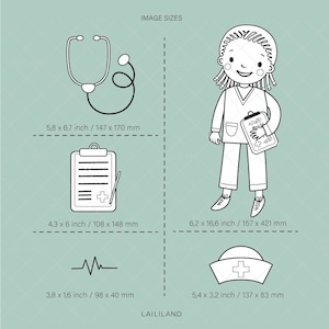 Doctor Black and White Clipart, Medical Doodle Clipart, Nurse Lineart ...