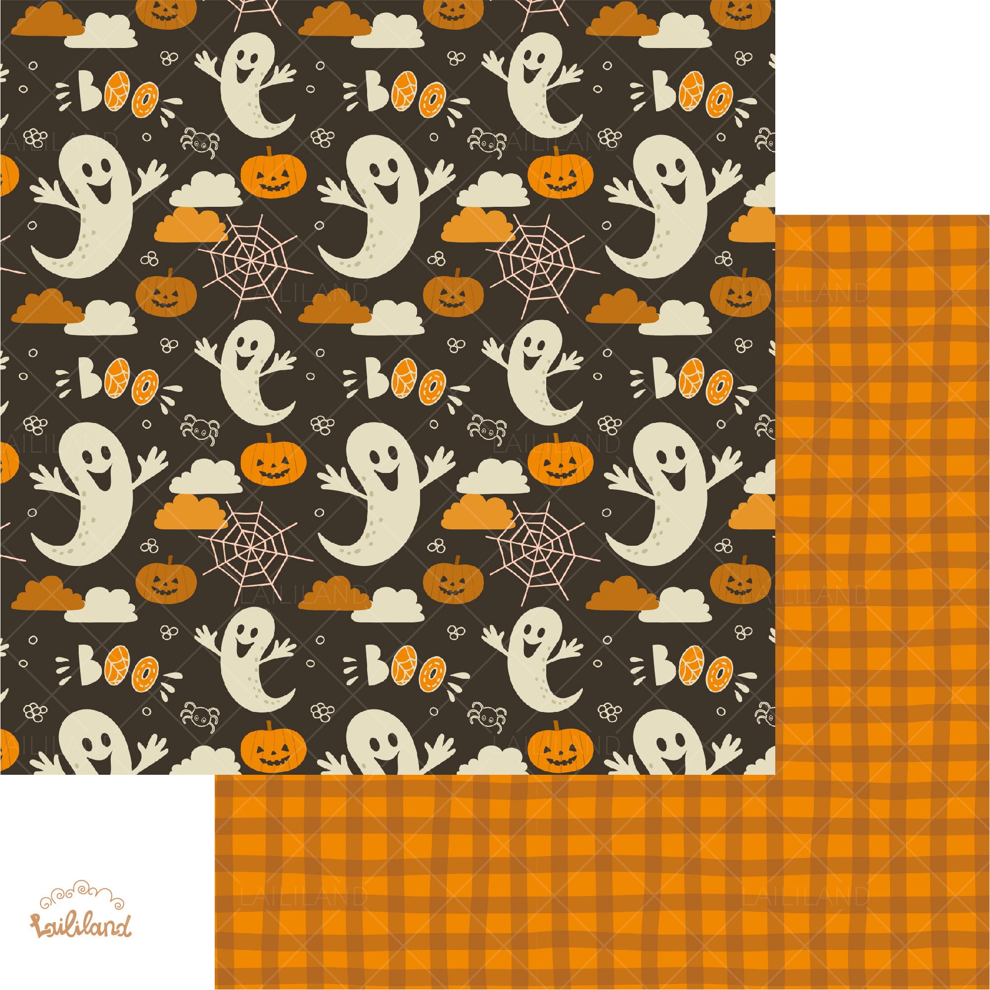 Halloween Digital Paper: Kids Seamless Pattern (JPG, EPS, SVG) (instant ...