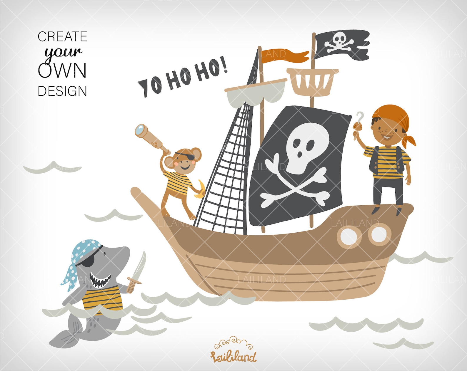 Pirate Clipart Set, Pirate Party Illustrations (digital Download) - Etsy
