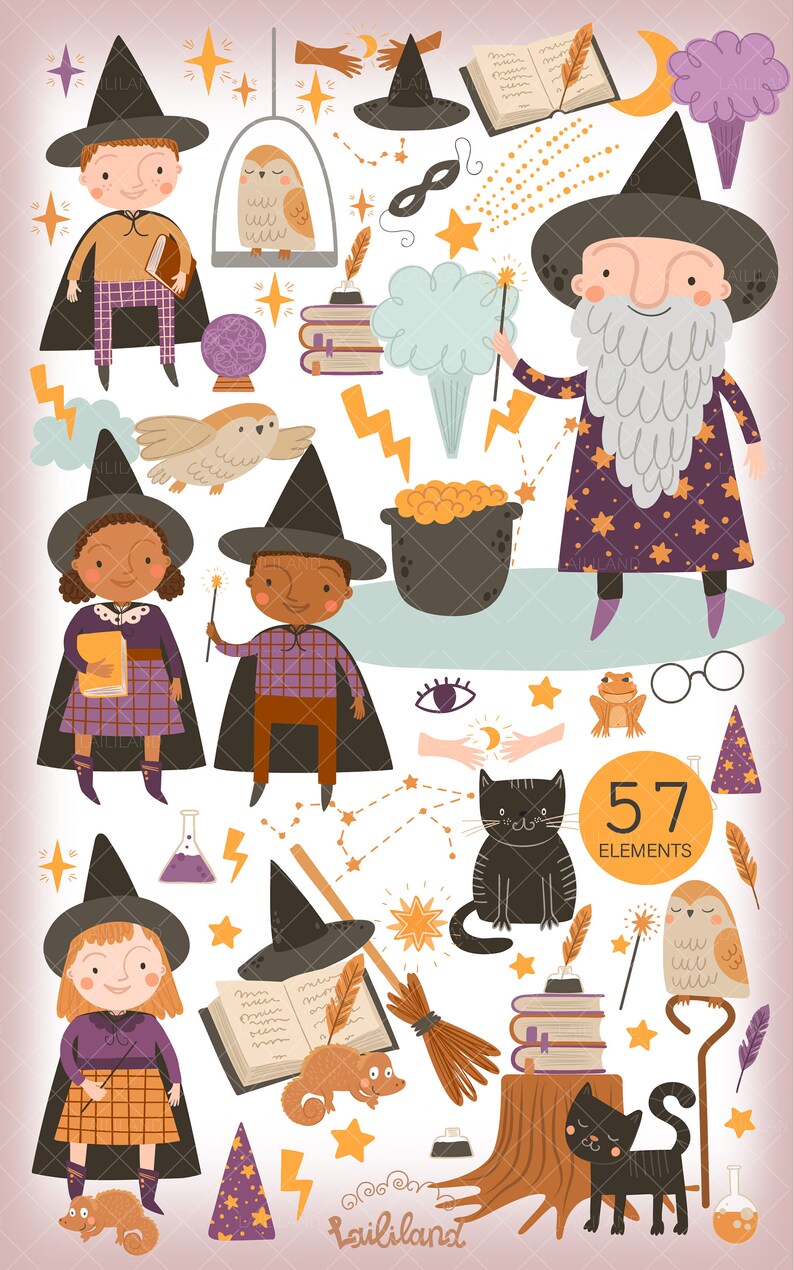 Wizard Clipart Magic Clipart Halloween Kids Clipart Wizard - Etsy