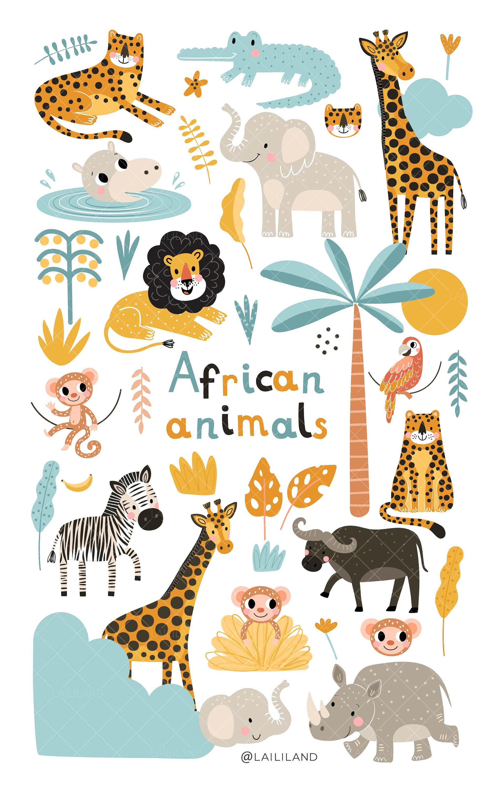 Animal Clipart Safari Clip Art African Animal Clipart - Etsy Australia