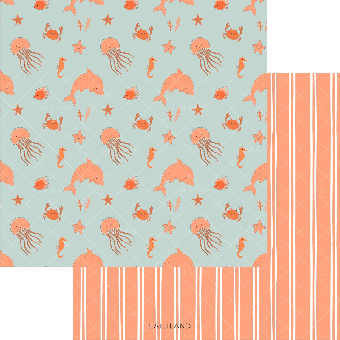 Mermaid Digital Paper Sea Seamless Pattern Ocean Digital - Etsy