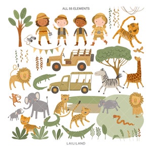 Safari Explorer Clipart, Safari Animal Clipart, Safari Clipart, Jungle ...
