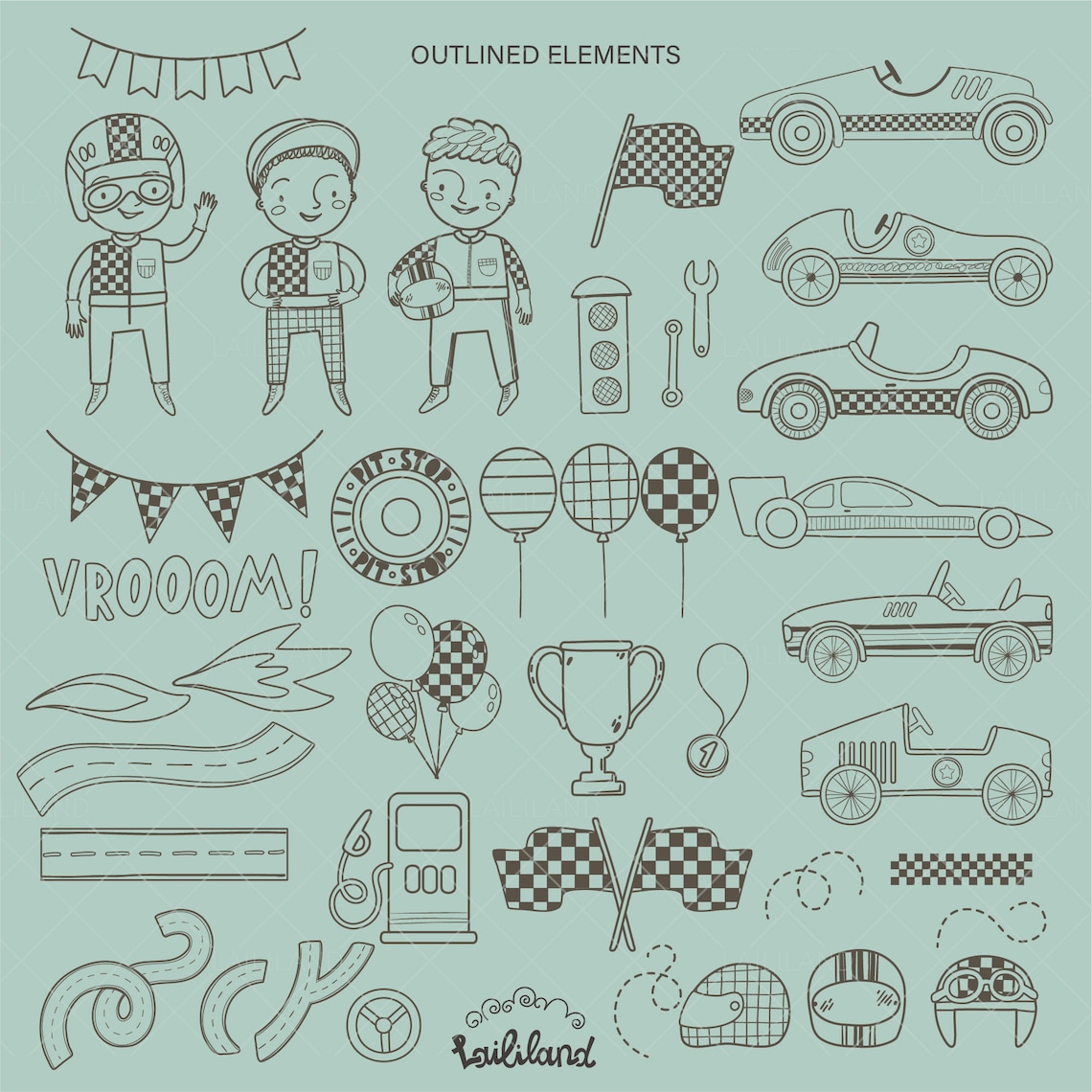 Race Car Doodle Clipart Kids Black and White Clip Art Racing - Etsy Canada